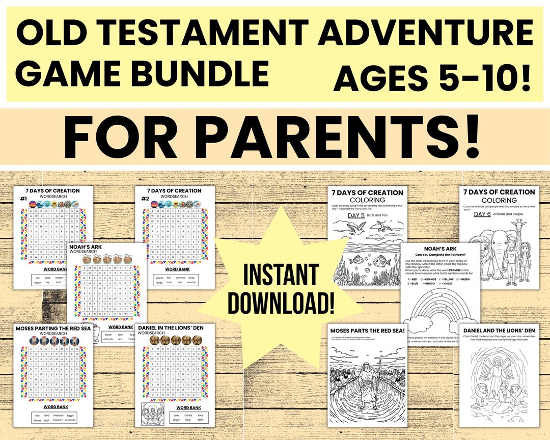 Old Testament Adventure Game Set for Kids - Bible Activities Creation ...
