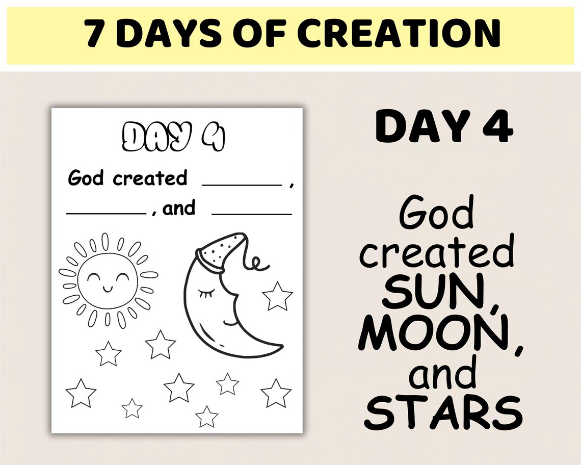7 Days of Creation Printable Coloring Pages & Fill-in-the-blanks for ...