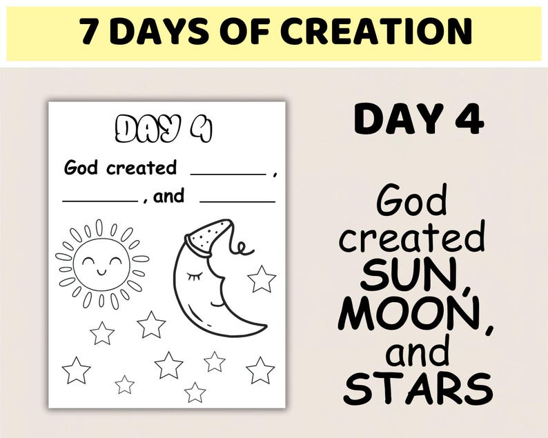 7 Days of Creation Printable Coloring Pages & Fill-in-the-blanks for ...
