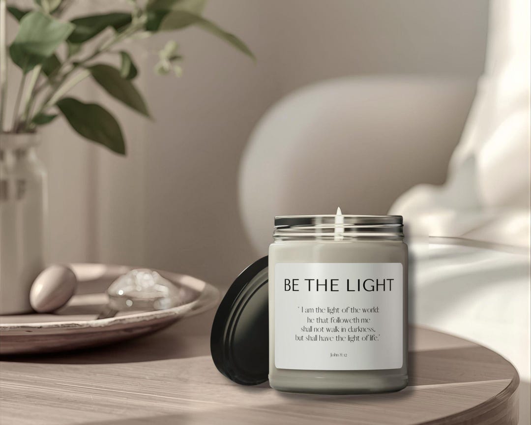 Minimalist Bible Verse Candle With John 8:12 Scripture - Modern Neutral ...