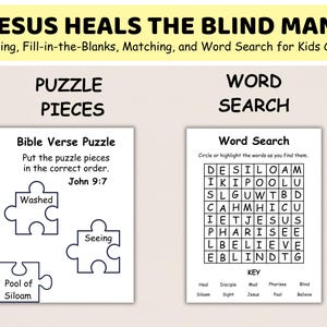 Jesus Heals the Blind Man Craft - KJV Bible Story Coloring, Fill in the ...