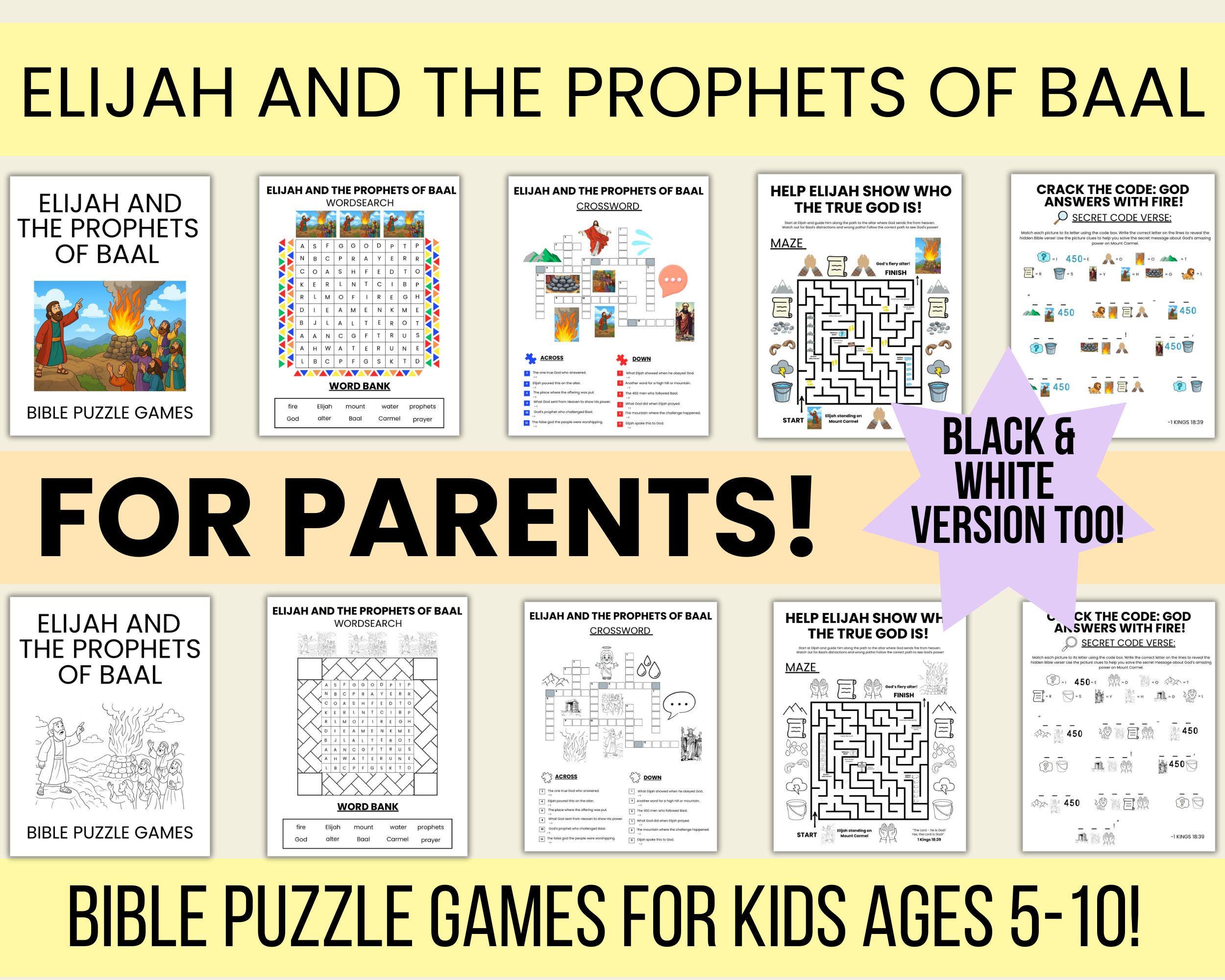 Elijah and the Prophets of Baal Bible Puzzle Games for Kids - Bible ...