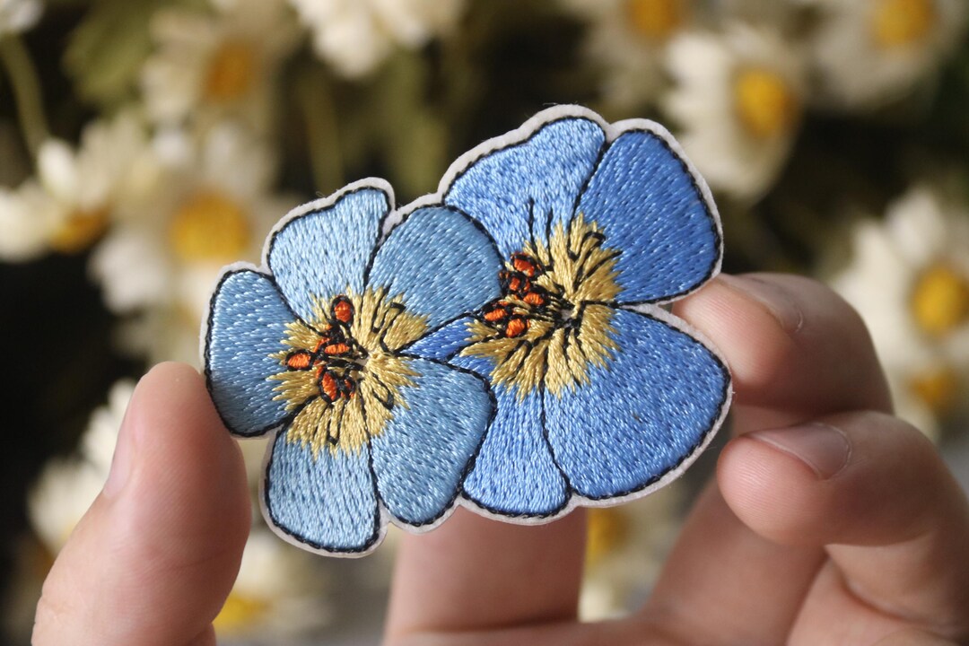 Blue Plum Blossom Patch, Flower, Iron on Patch, Stick on Patch ...