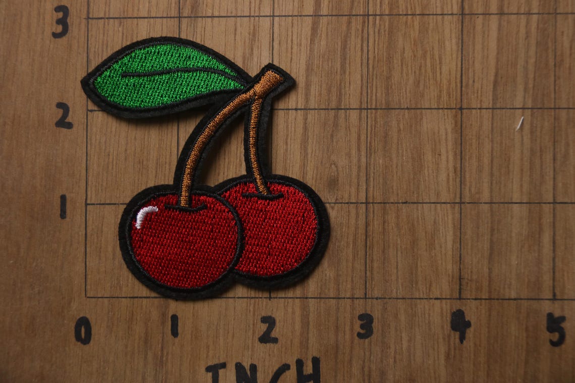 Red Cherry Patch, Fruit Patch, Iron on Patch, Embroidered Patch, Funny ...