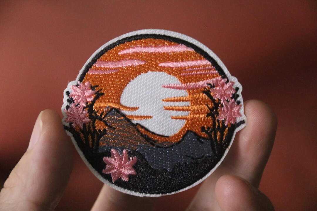 Sunrise Patch, Cherry Blossom, Flower, Iron on Patch, Stick on Patch ...
