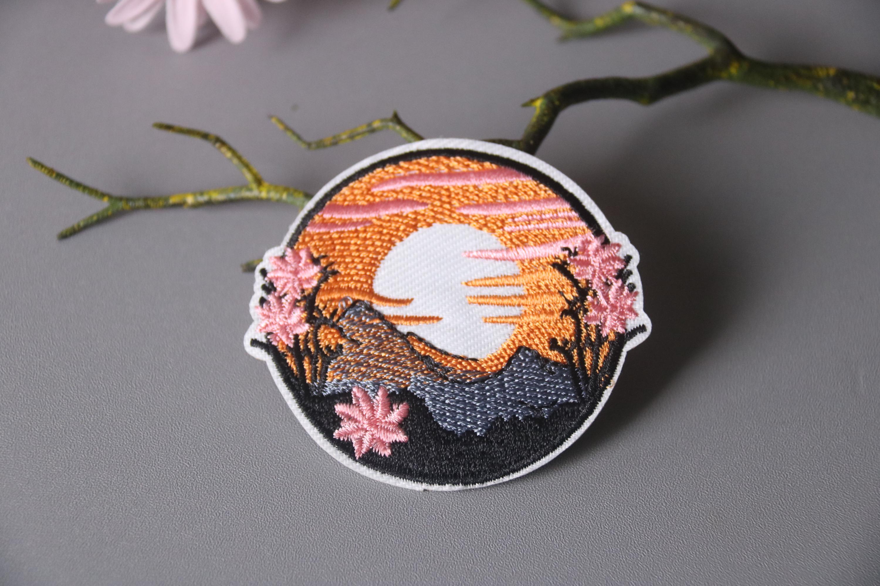Sunrise Patch, Cherry Blossom, Flower, Iron on Patch, Stick on Patch ...