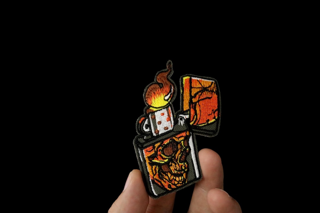 Skull Lighter Patch, Zippo Patch, Iron on Patch, Stick on Patch ...
