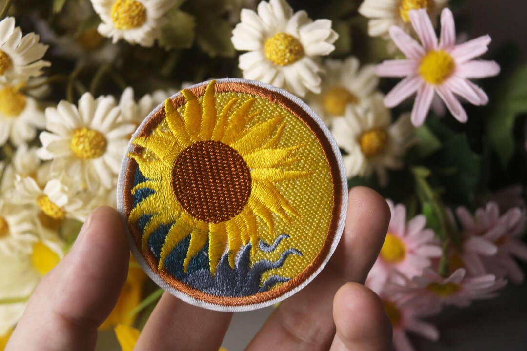 Sun Patch, Sunflower Patch, Iron on Patch, Stick on Patch, Embroidered ...
