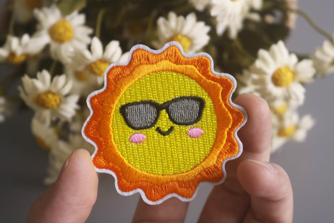 Sun Patch, Comic Sun Patch, Cute, Iron on Patch, Embroidered Patch ...