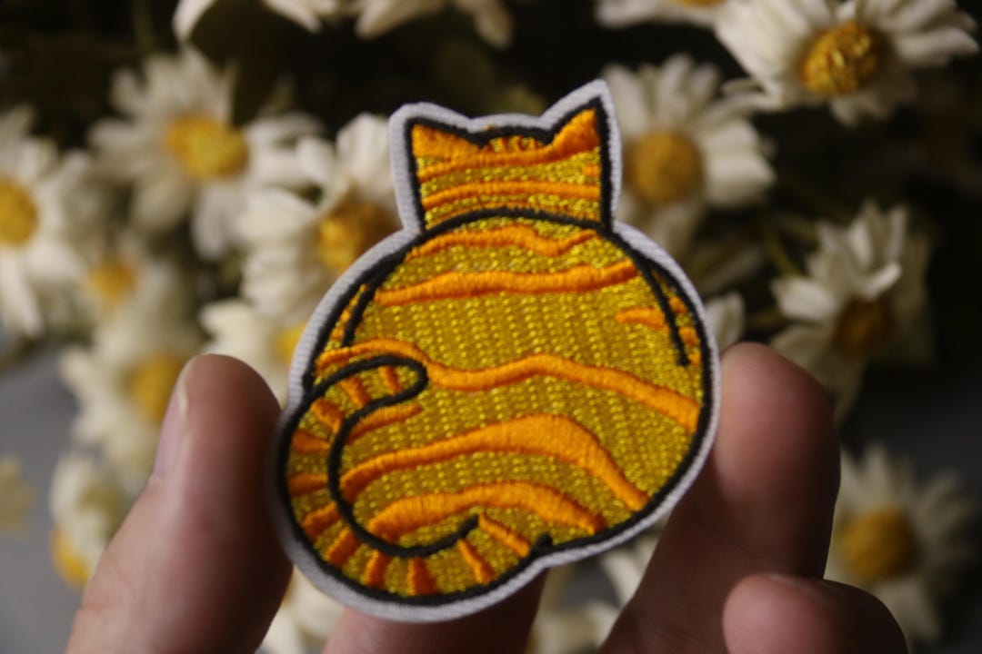 Fat Lazy Orange Tabby Cat Patch, Kitty Patch, Iron on Patch, Stick on ...