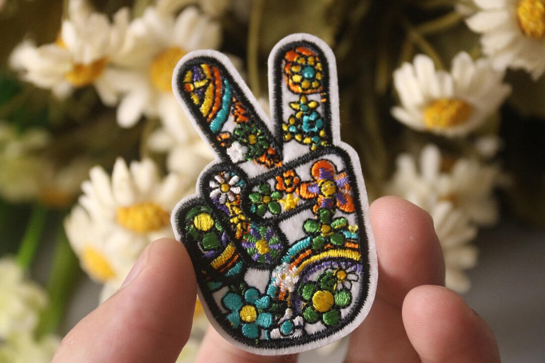 Floral Yeah Sign Patch, Hand Patch, Iron on Patch, Stick on Patch, Embroidered Patch, Funny ...