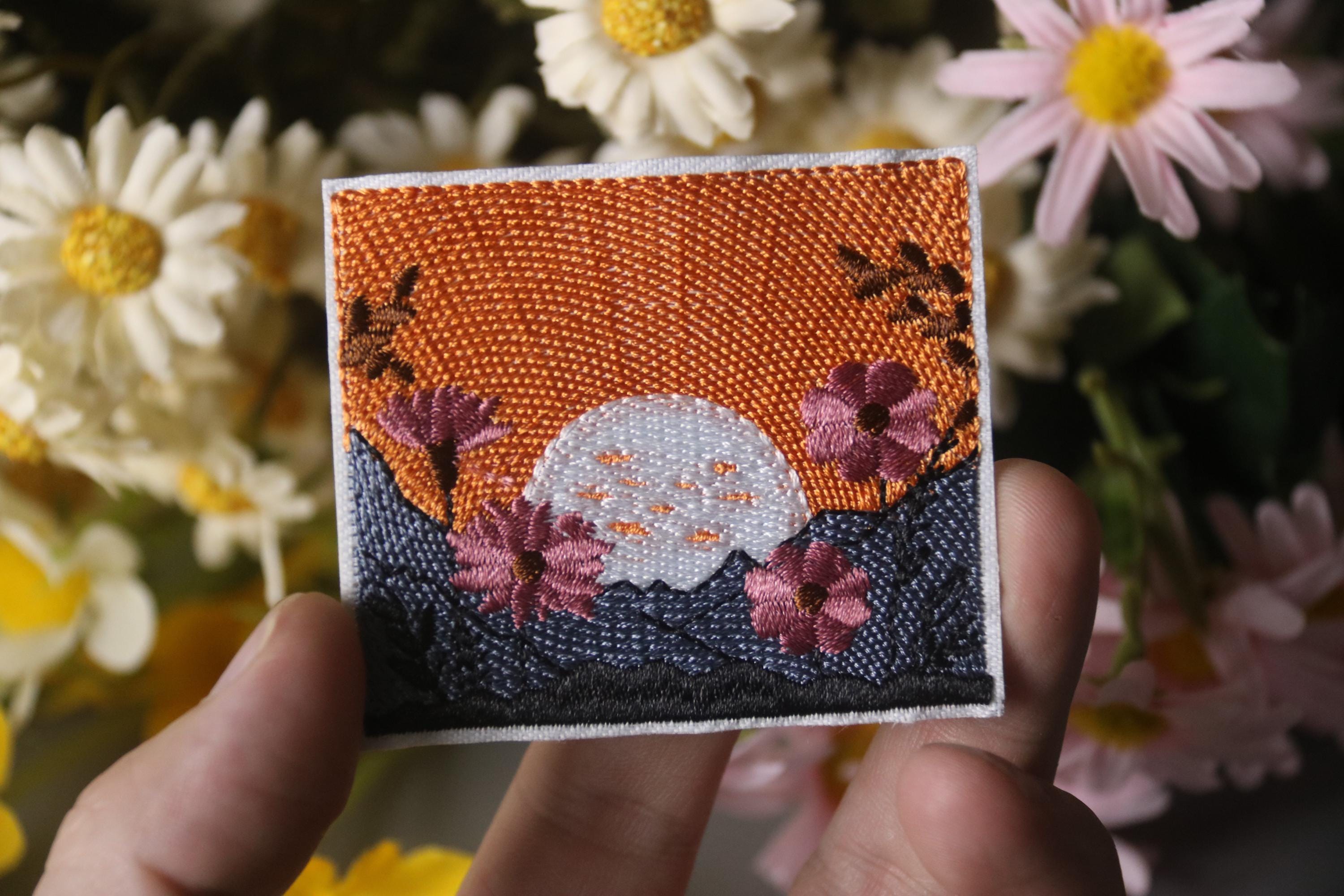 Sunrise Patch, Cherry Blossom Patch, Flower, Iron on Patch, Stick on ...