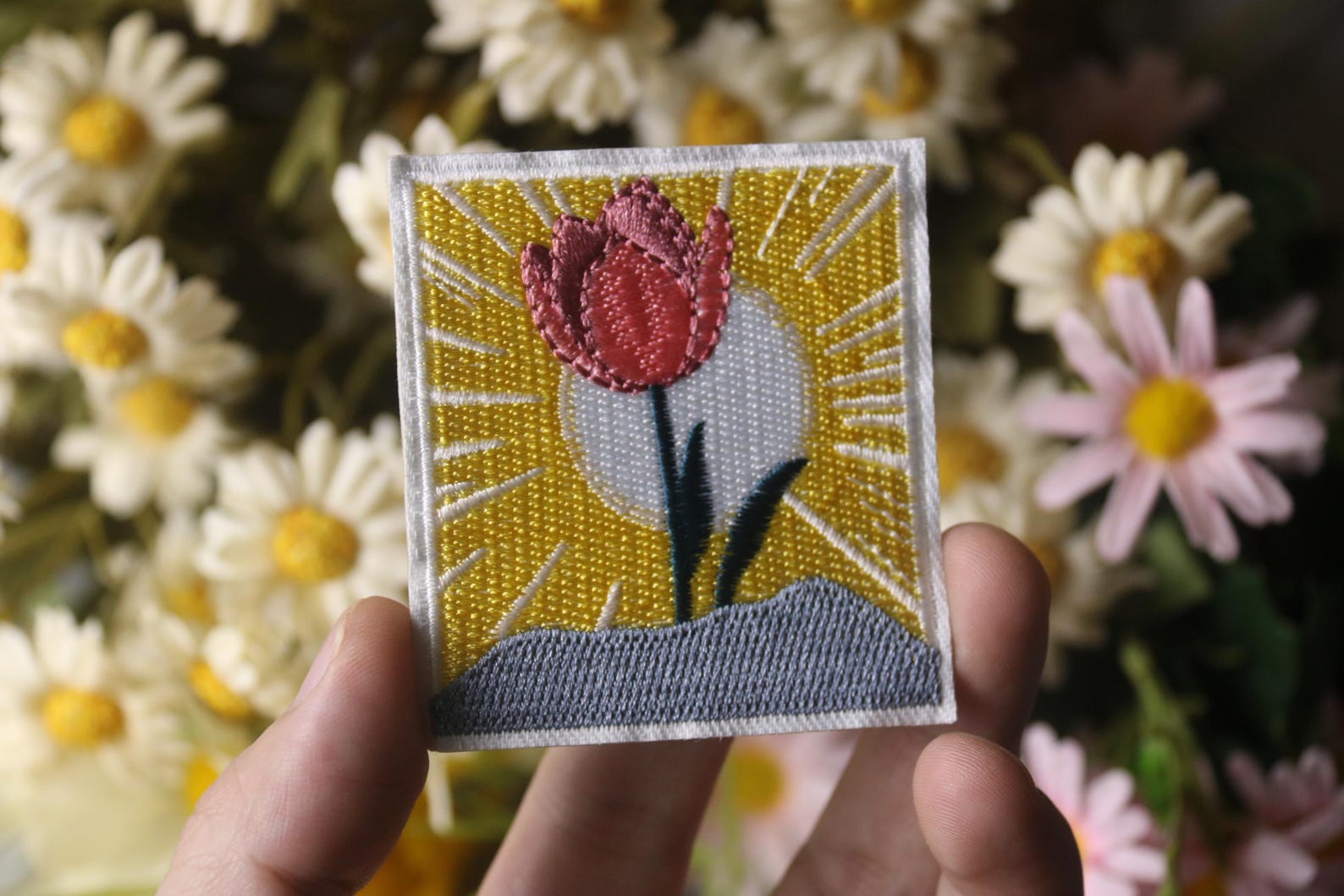 Tulip Patch, Sun Patch, Flower, Iron on Patch, Stick on Patch ...