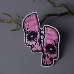 Broken Skull Patch, Pink, Creepy, Iron on Patch, Stick on Patch ...