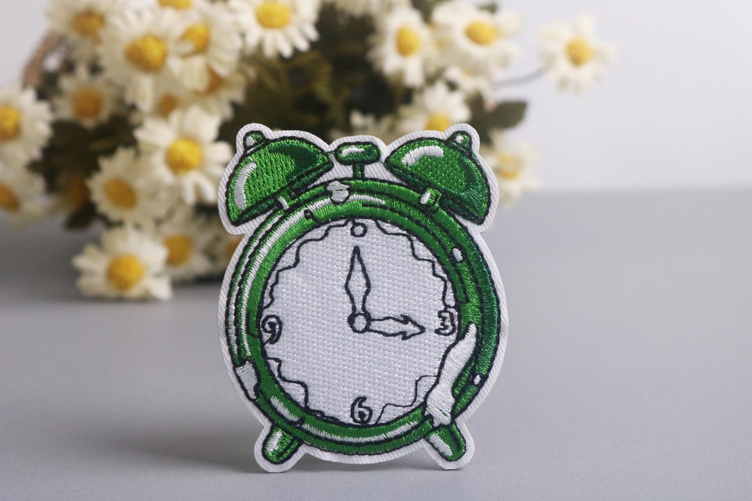 Alarm Clock Patch, Green, Iron on Patch, Embroidered Patch, Funny Patch ...