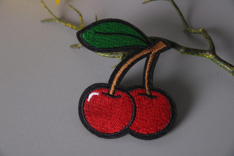 Red Cherry Patch, Fruit Patch, Iron on Patch, Embroidered Patch, Funny ...