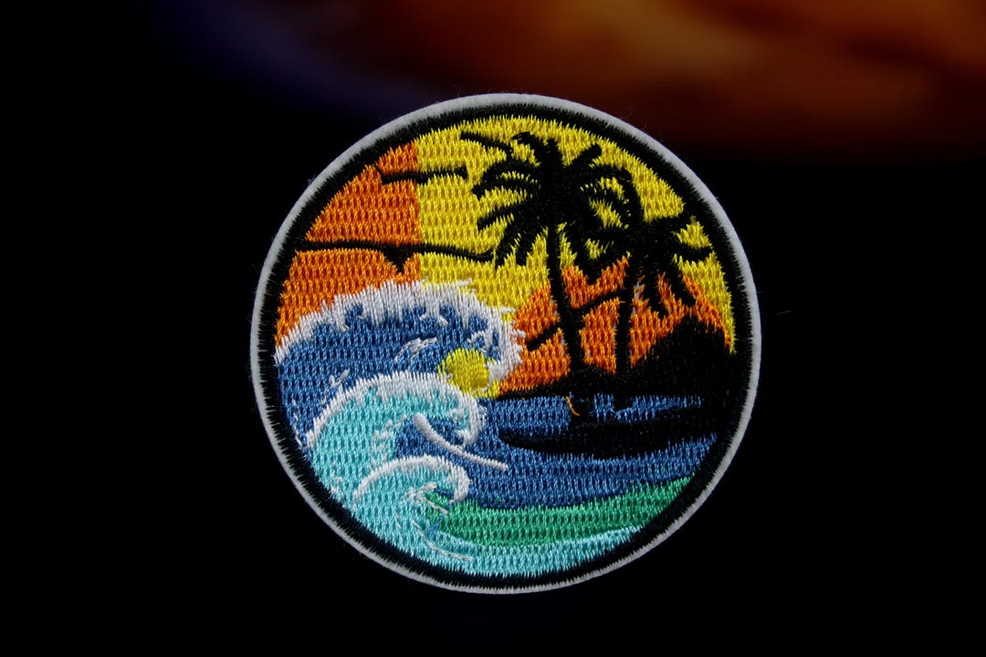 Sea Wave Patch, Beach Patch, Coconut Tree Patch, Iron on Patch, Stick ...