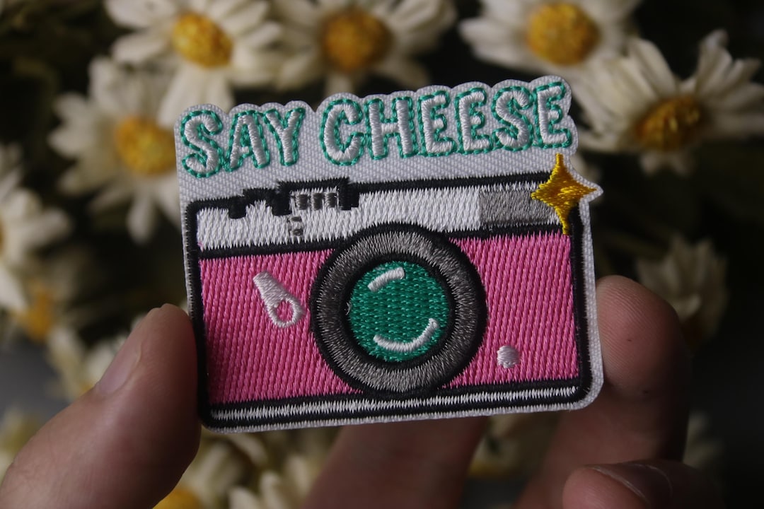 Say Cheese Patch, Camera Patch, Pink, Iron on Patch, Stick on Patch, Embroidered Patch, Funny ...