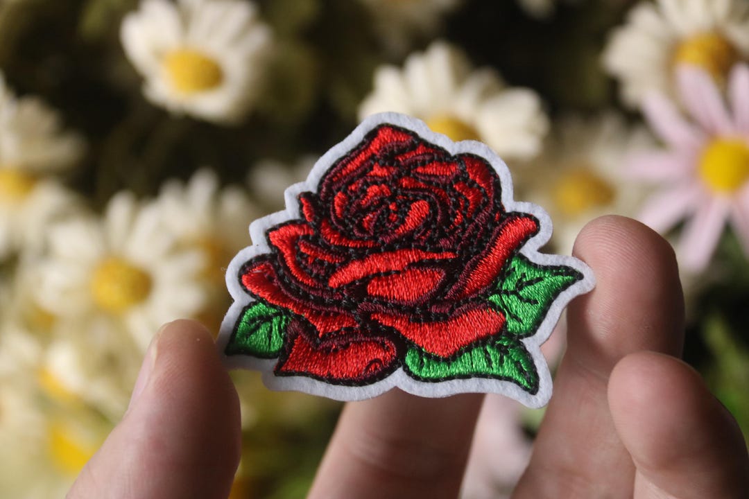 Red Rose Patch, Flower Patch, Iron on Patch, Stick on Patch ...