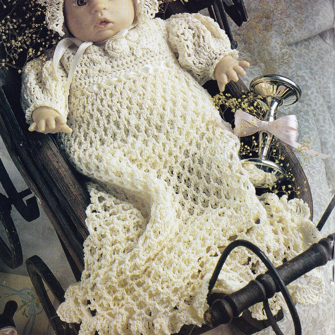 Baby Doll’s Christening Gown Crochet Pattern – Vintage PDF – Elegant ...