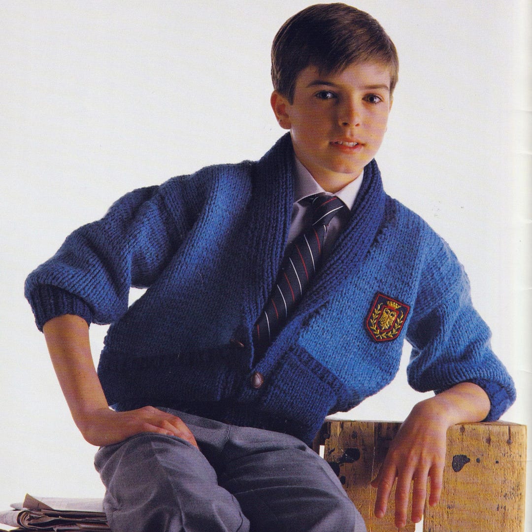 Prep School Cardigan Knitting Pattern PDF – Boys Vintage-style 1980s ...
