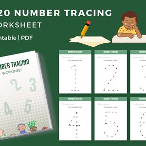 Printable Dotted Numbers | 1-20 Number Tracing Worksheet Tracing ...