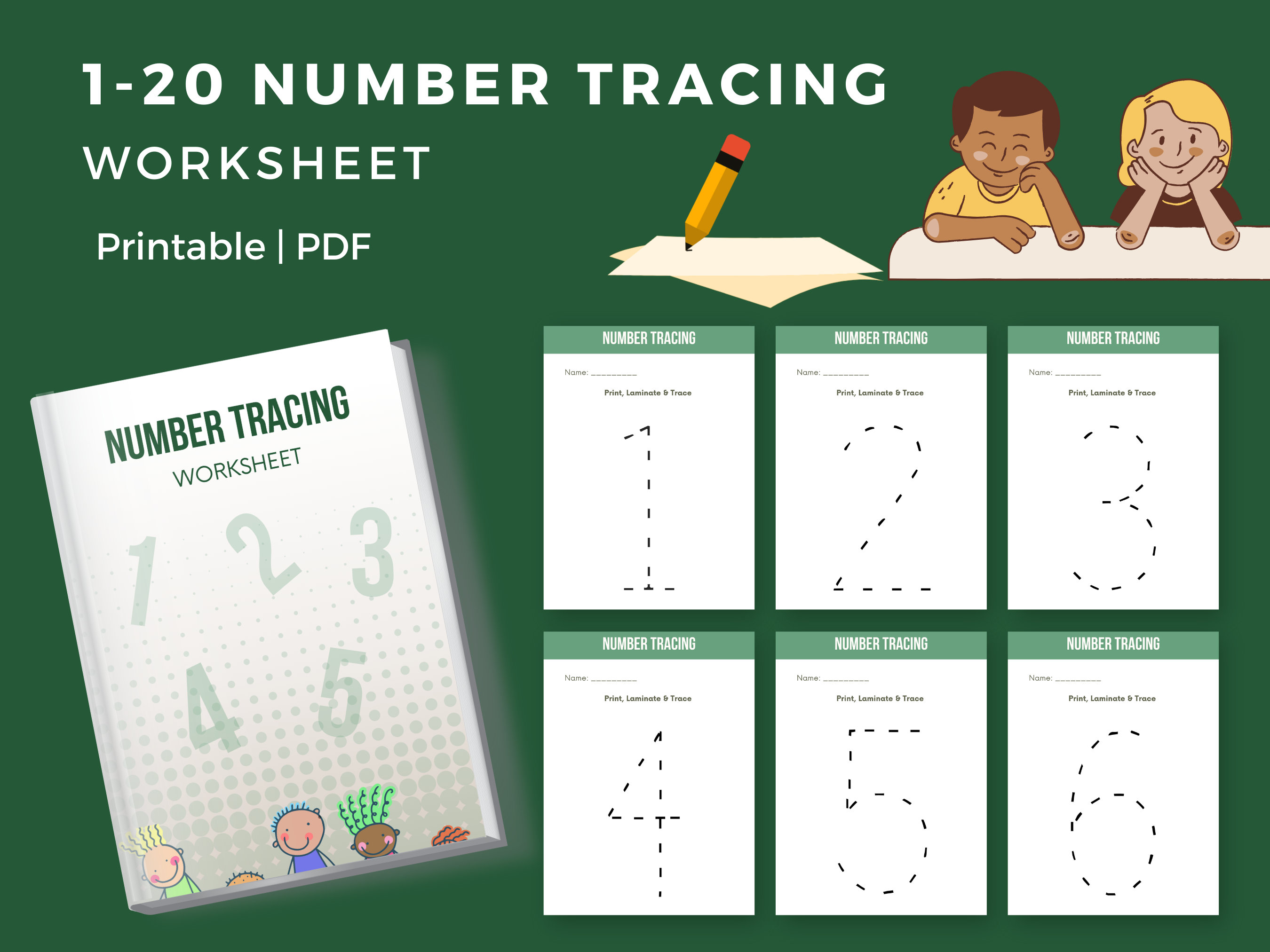 Printable Dotted Numbers | 1-20 Number Tracing Worksheet Tracing ...