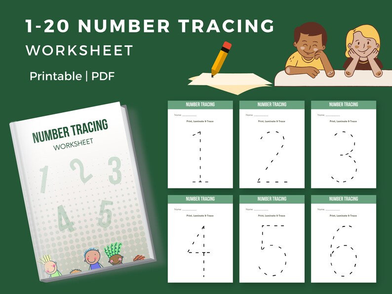 Printable Dotted Numbers | 1-20 Number Tracing Worksheet Tracing ...