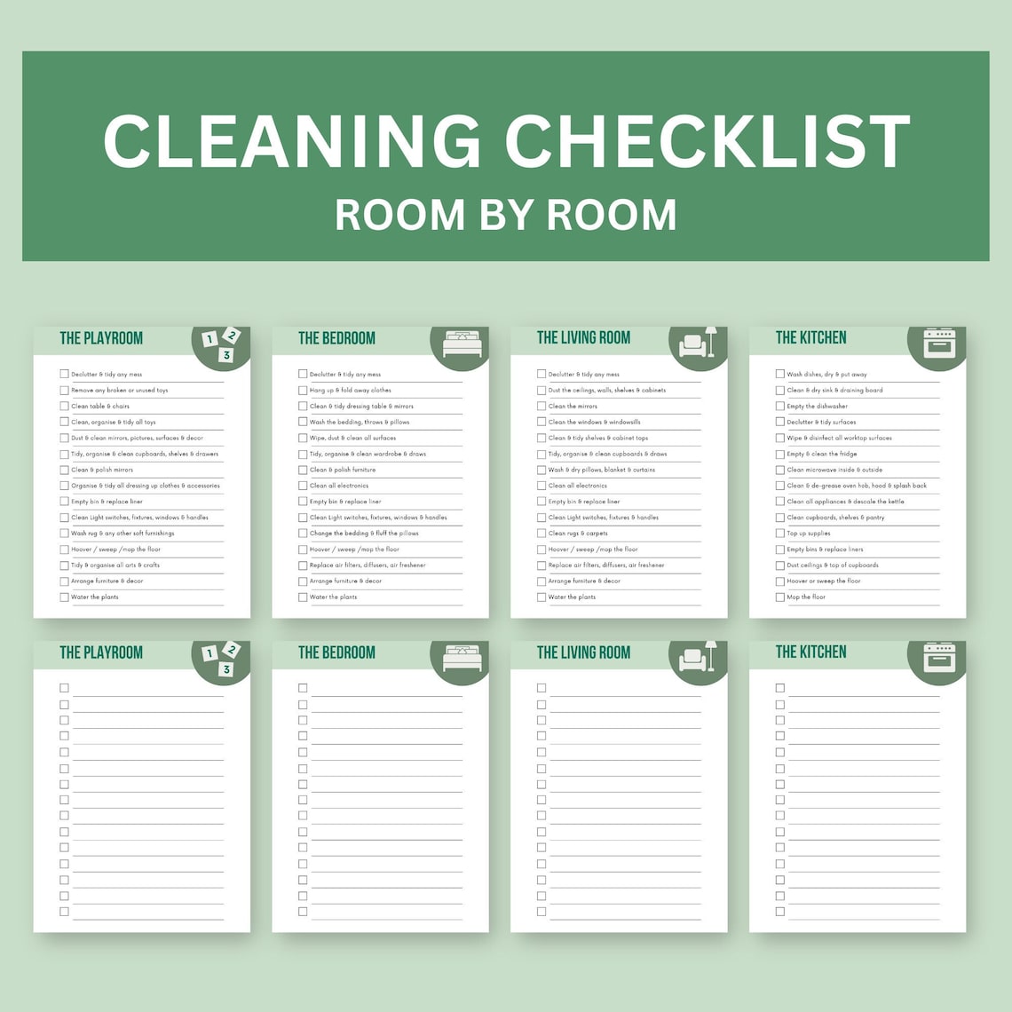 Room Cleaning Checklist | Printable Cleaning Schedule - Etsy