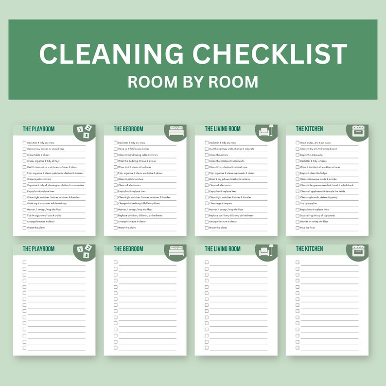 Room Cleaning Checklist | Printable Cleaning Schedule - Etsy