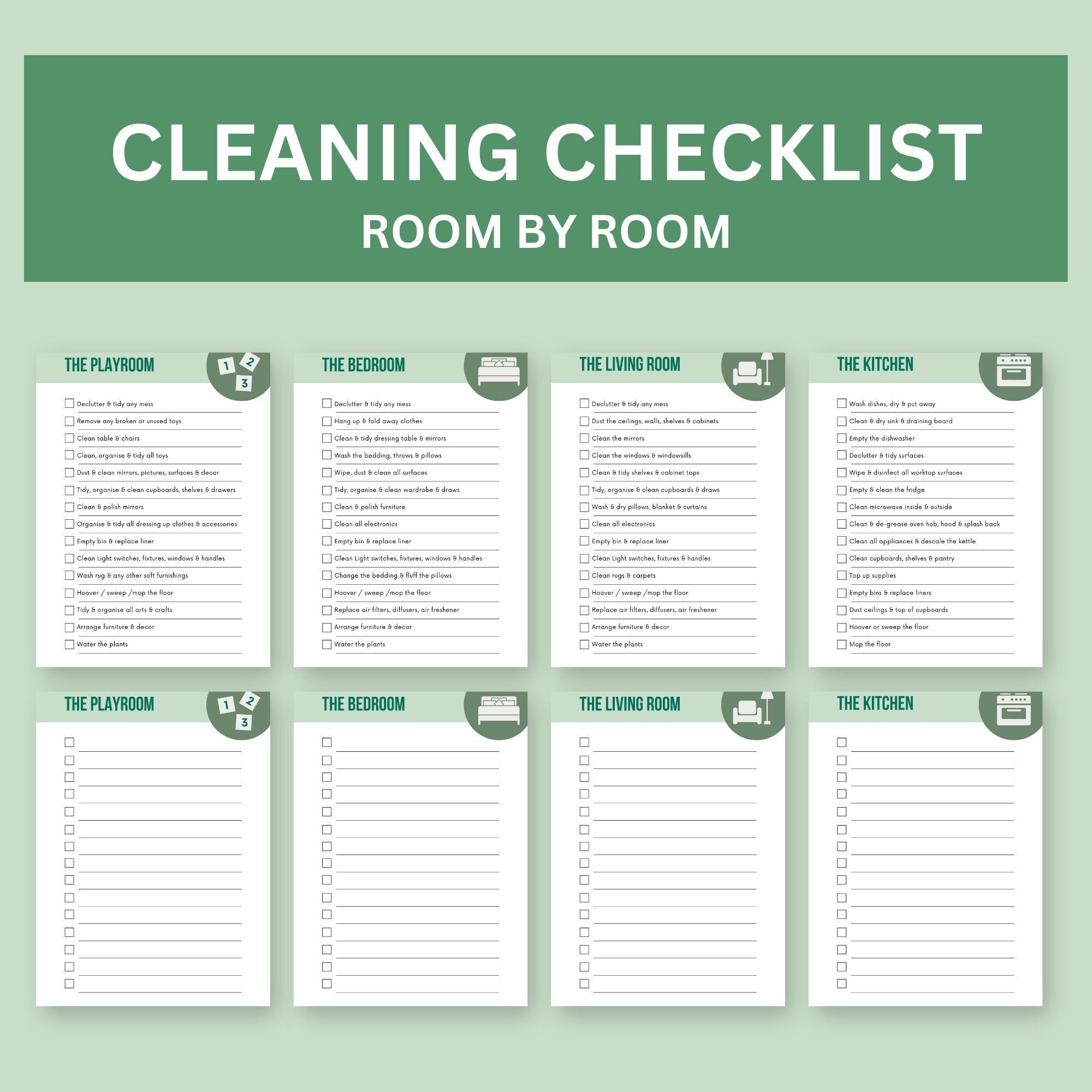 Room Cleaning Checklist | Printable Cleaning Schedule - Etsy