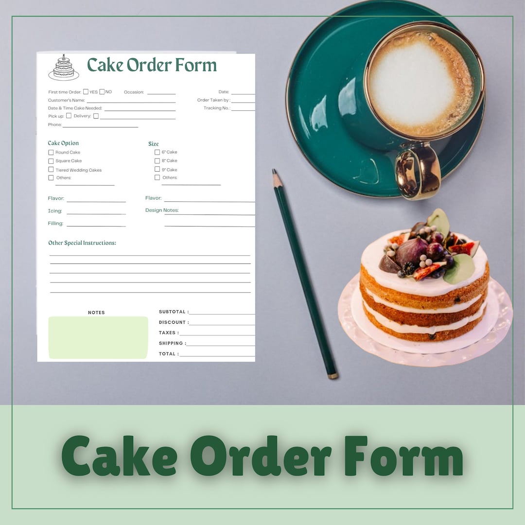 Printable Cake Order Form PDF Printable Cake Order Form Generic Cake Order Form Template Order ...
