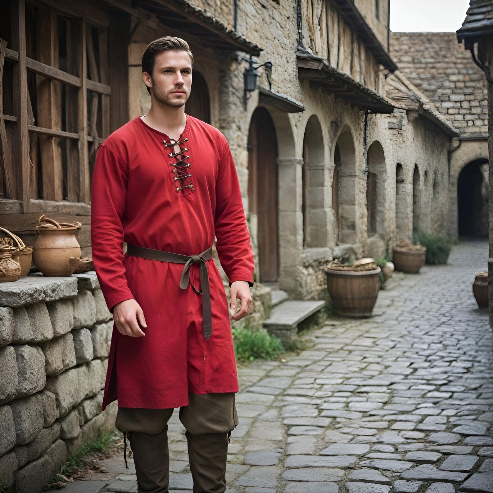 Medieval Red Cosplay Tunic Historic Renaissance Tunic Classic Viking ...
