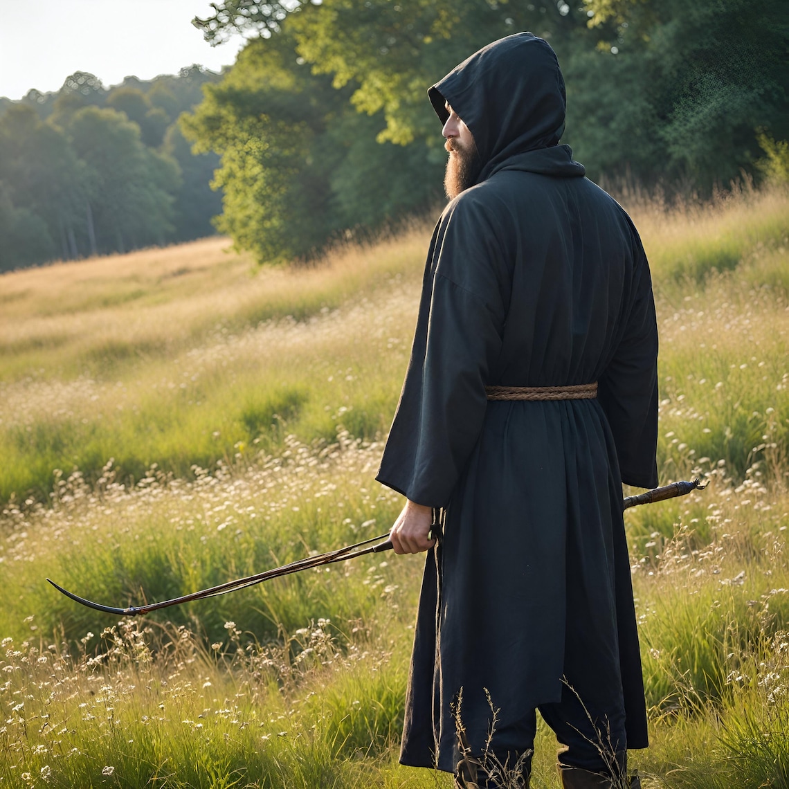 Mystic Forest Monk Robe | Men's Medieval Hermit Hooded Cloak | Serene ...