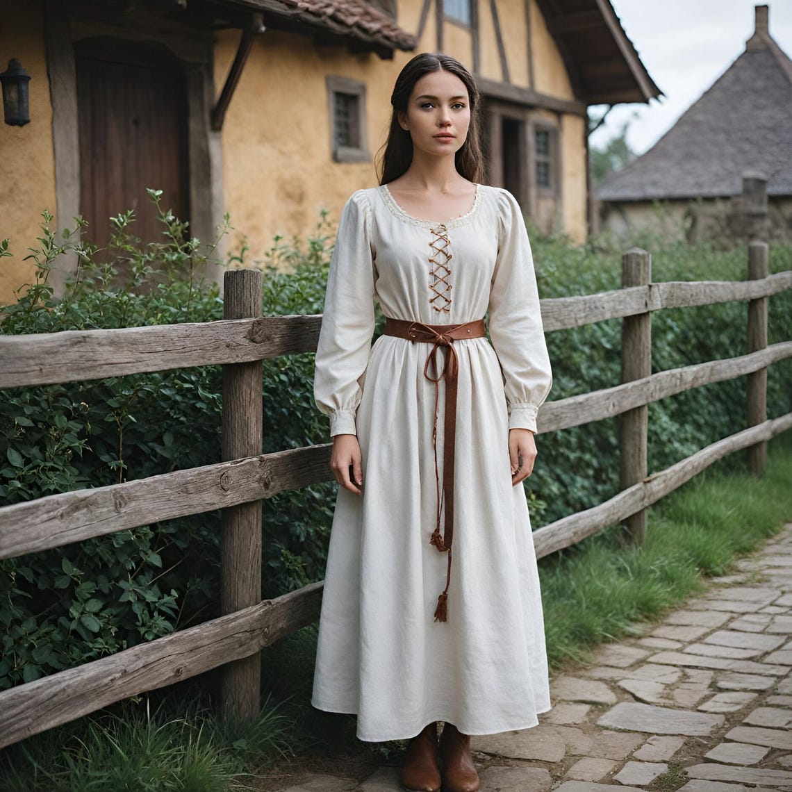 Elegant Medieval Maiden Costume | Classic Exquisite Renaissance White ...