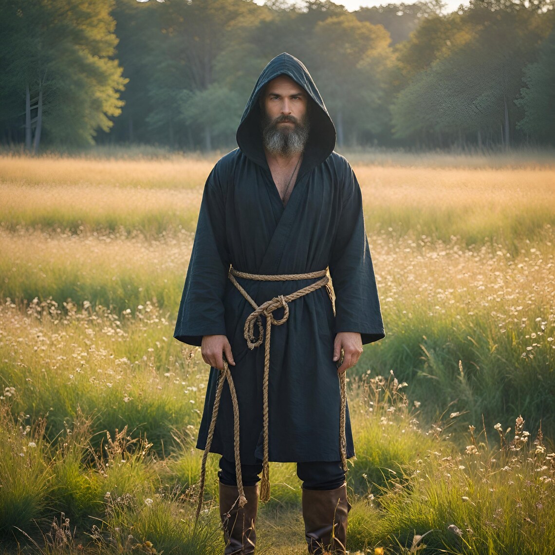 Mystic Forest Monk Robe | Men's Medieval Hermit Hooded Cloak | Serene ...