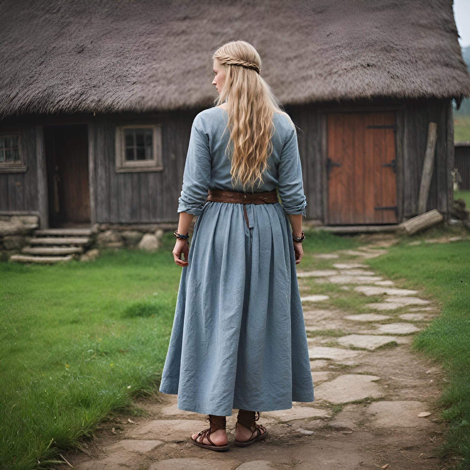 Medieval Stunning Blue Dress | Cinched Waist Vintage Gown | Historical ...