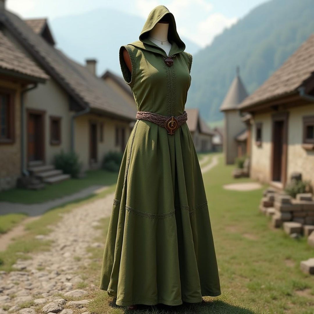 Rustic Hooded Gown Pattern DIY Sleeveless Dress Sewing Design Perfect ...