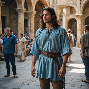 Historic Elegant Cosplay Tunic | Men's Medieval Blue Shirt | Cinched ...