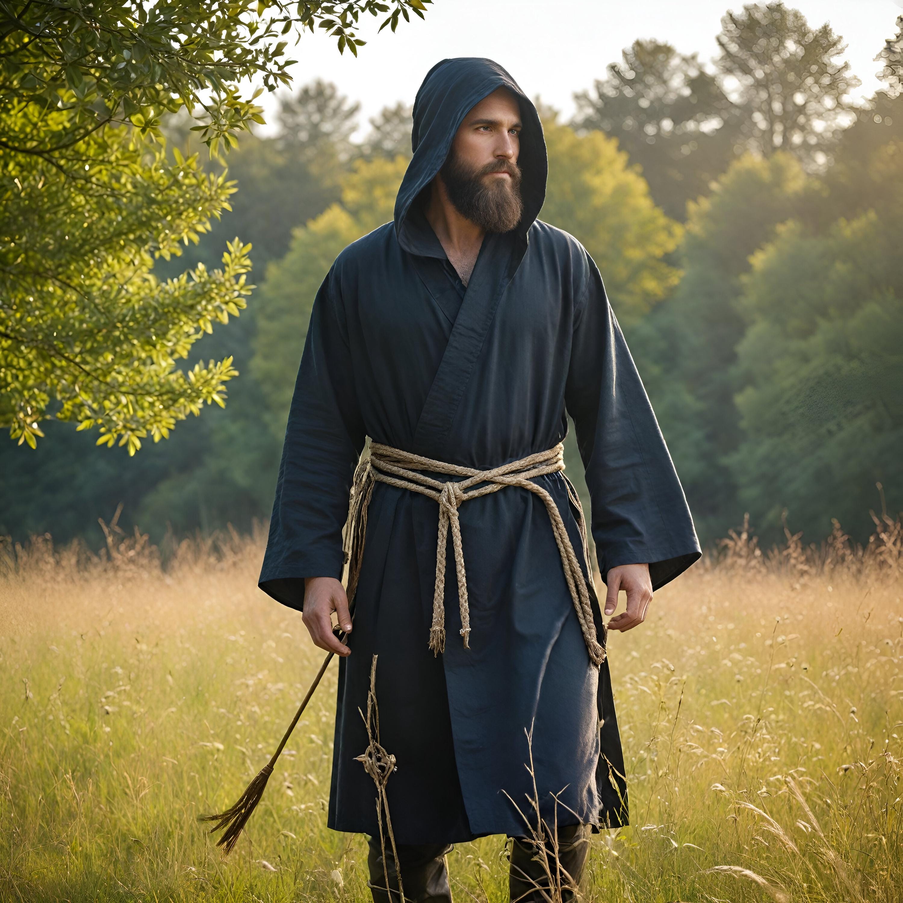 Mystic Forest Monk Robe | Men's Medieval Hermit Hooded Cloak | Serene ...