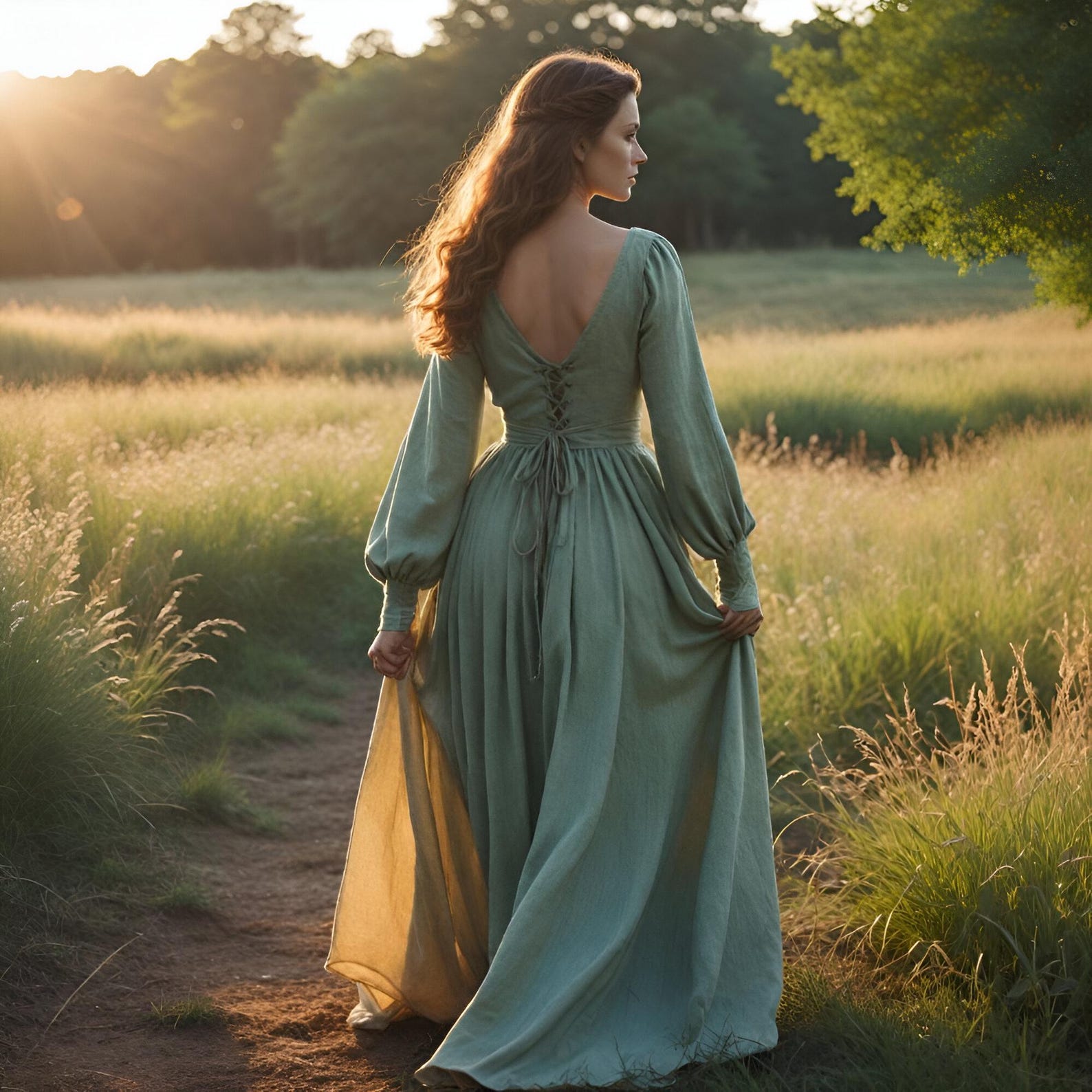 Enchanting Green Medieval Dress | Women's Vintage Apparel | Elegant ...