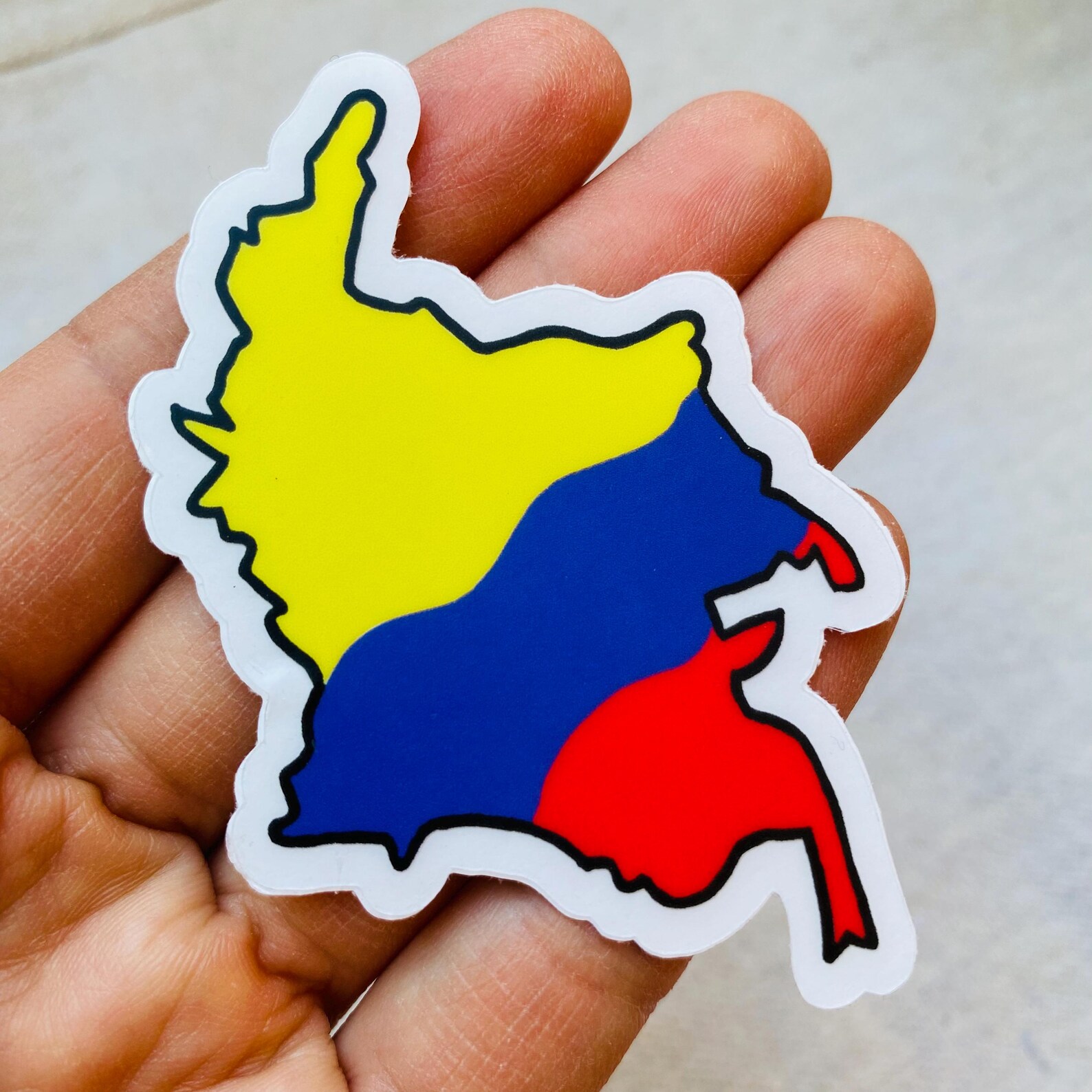 Colombian Flag Map Sticker: Waterproof Vinyl Decal - Etsy