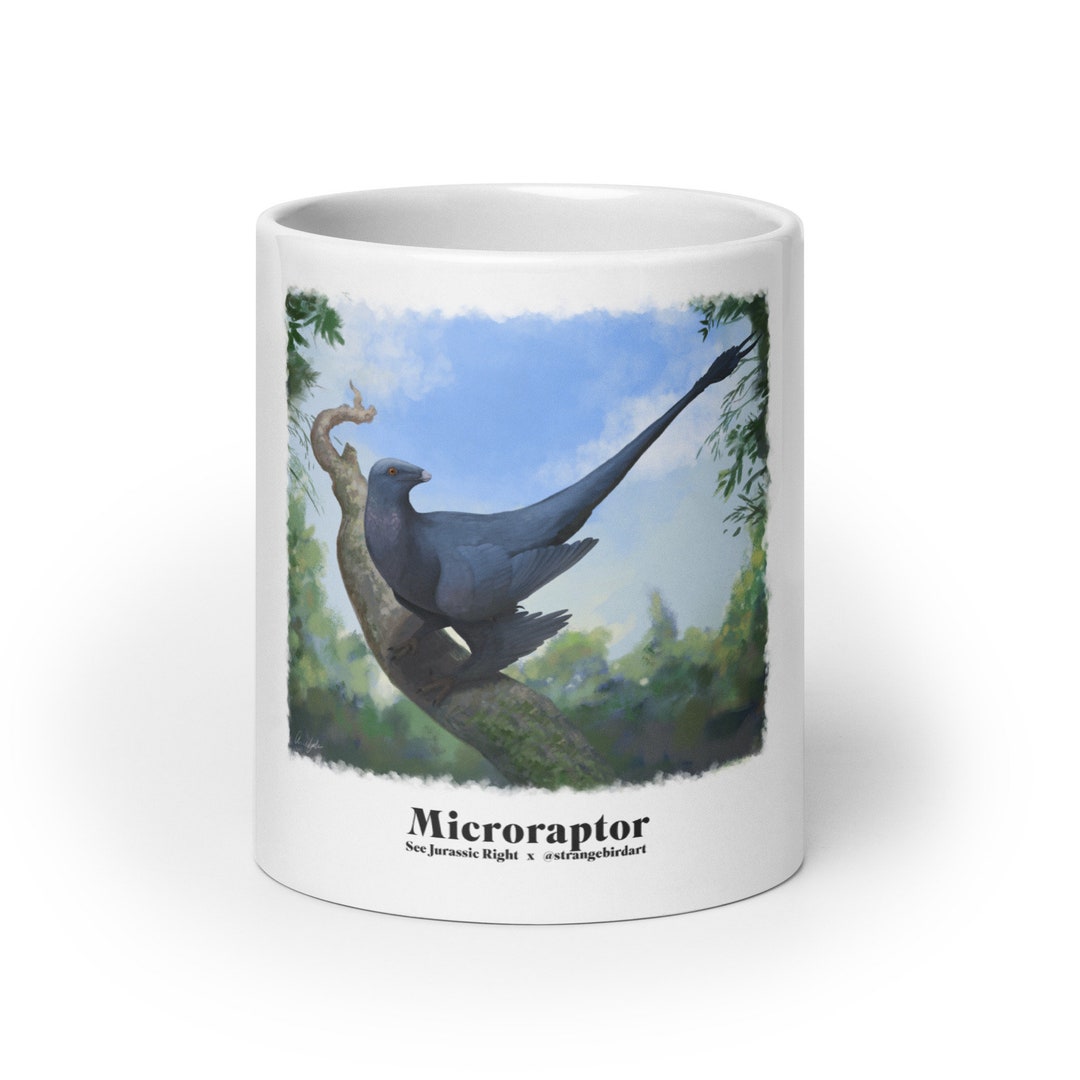 White Glossy Mug Microraptor by strangebirdart - Etsy