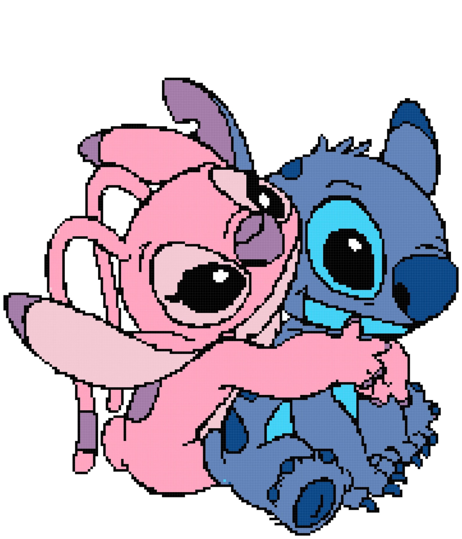 Angel and Stitch Hugging Crochet Graphghan Graph - Etsy
