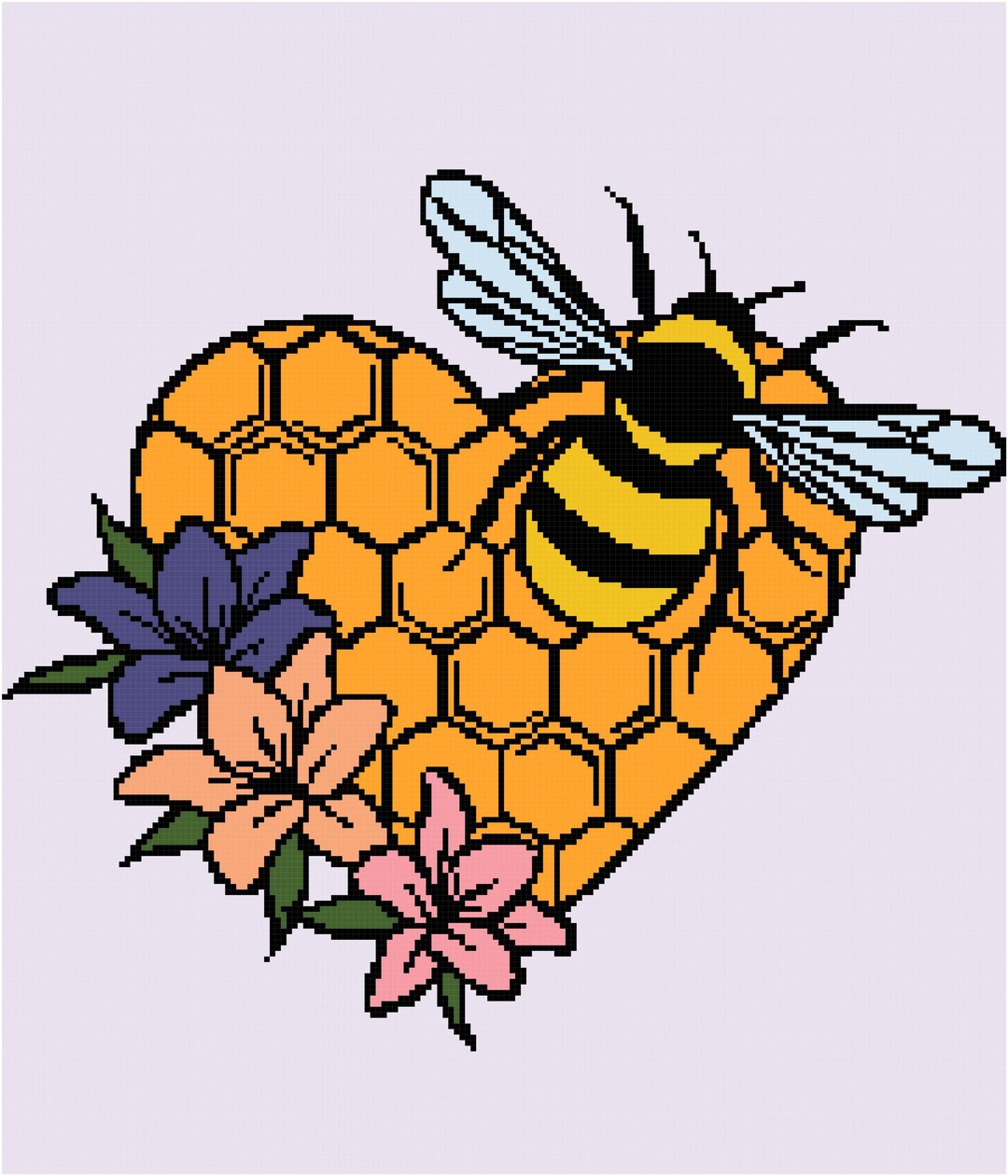Honey Bee Heart Crochet Graphghan Graph - Etsy