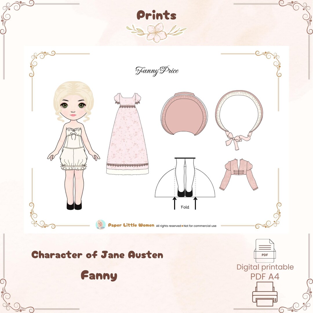 Regency Paper Doll, Jane Austen's Heroine. Literary Gift Idea. - Etsy