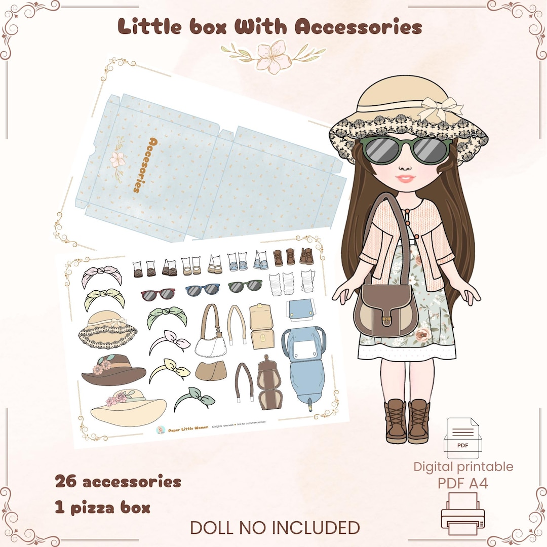 Printable Paper Doll Accessories Set With Hats Shoes Sunglasses ...