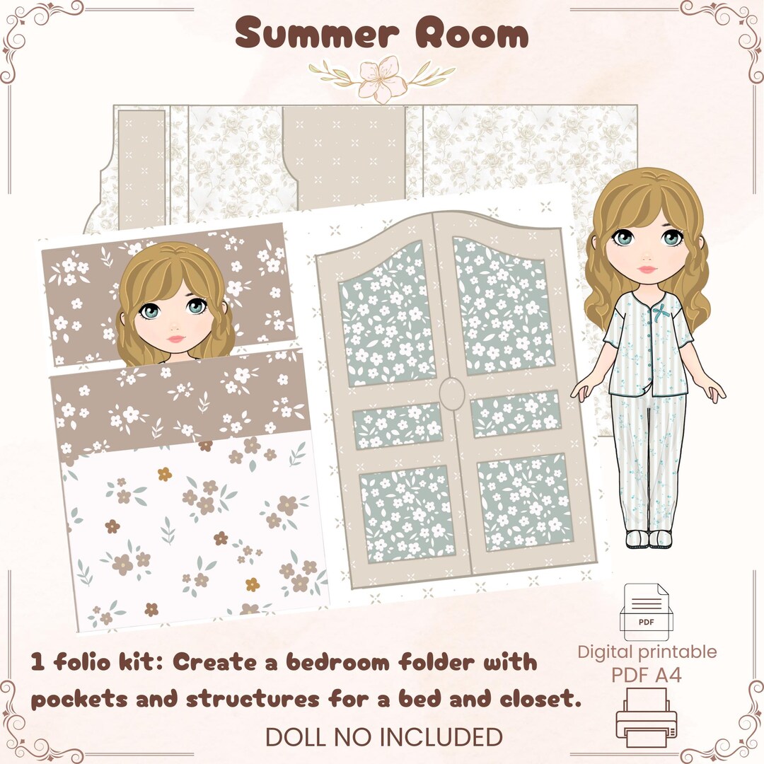 Summer Room Folio Kit. Create Your Own Bedroom Scene. Printable ...