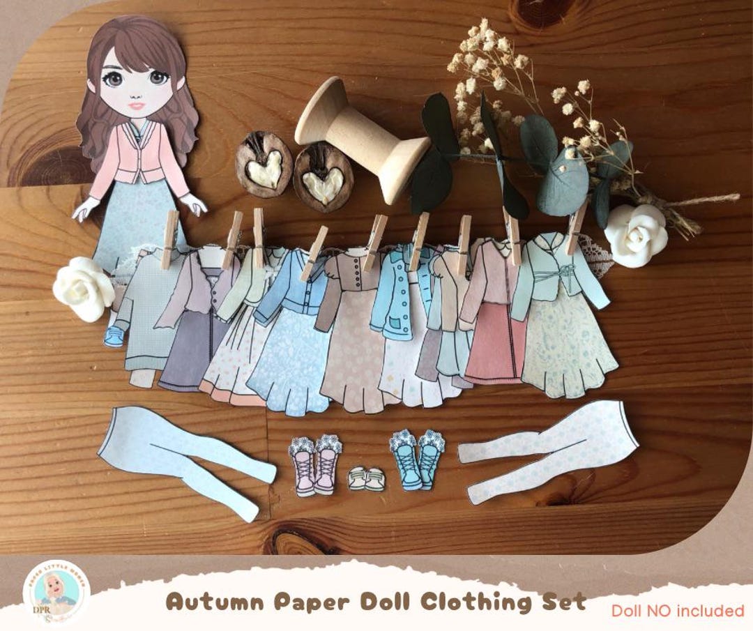Autumn Paper Doll Clothing Set, Charming Fall Outfits. Whimsical ...