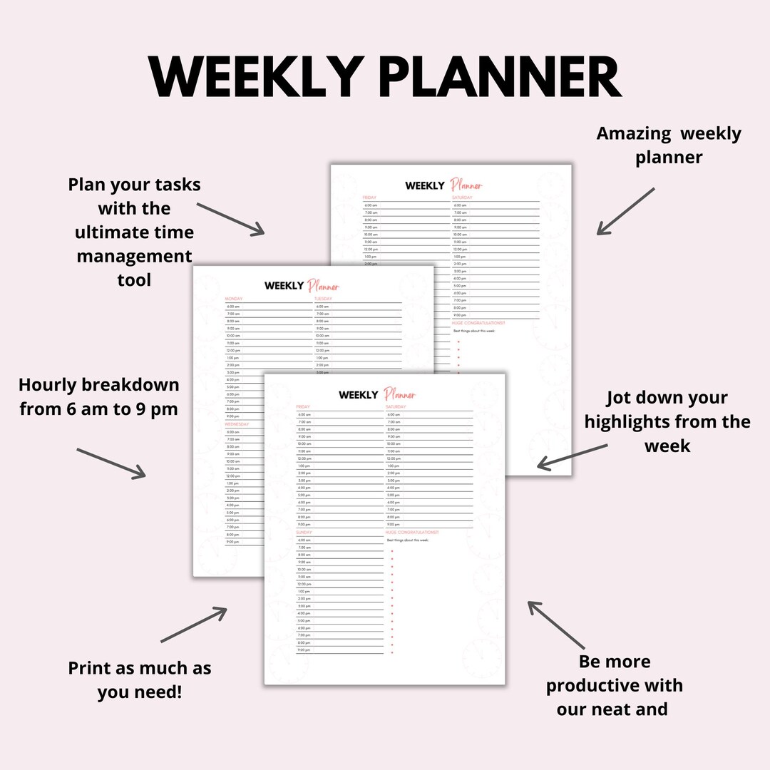Printable Weekly Planner| Weekly Plan Sheet| Task and Appointment ...